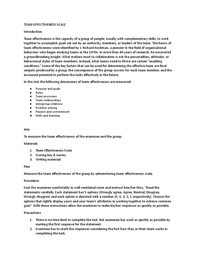 Team Effectiveness Manual. | PDF | Behavior Modification | Behavioural Sciences