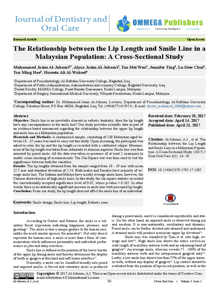 The Relationship Between The Lip Length and Smile | PDF | Lip ...