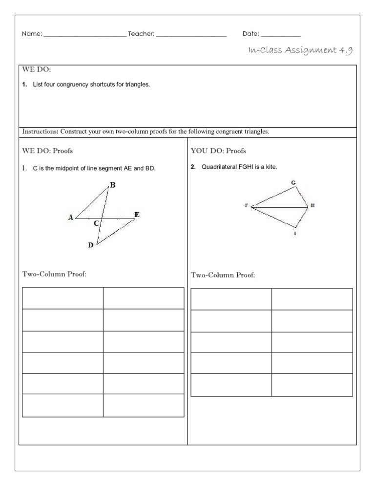 Intro to Proofs Worksheet | PDF | Teaching Methods & Materials
