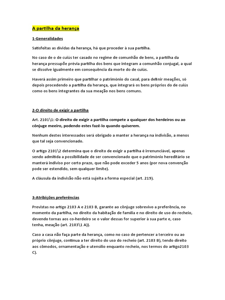 5-A Partilha Da Herança | PDF | Sentença (jurídico) | Insolvência
