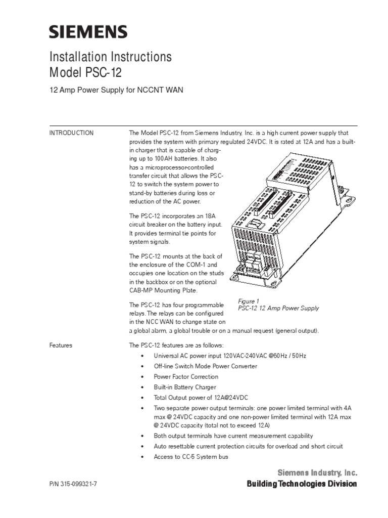 Siemens PSC-12 Power Supply Guide | PDF | Power Supply | Battery Charger