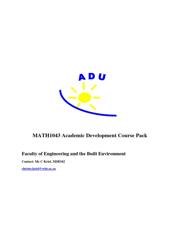 MATH1043 ADU Tutorials Course Pack 2021 | PDF | Matrix (Mathematics ...