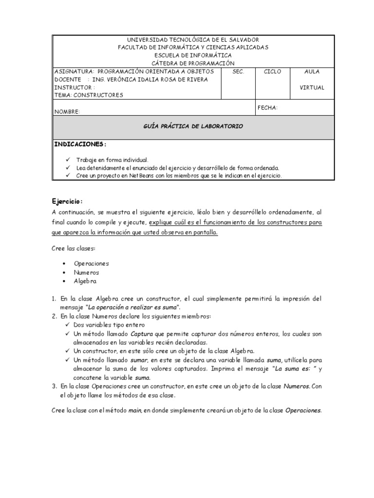 Uso de Constructores en Java | PDF