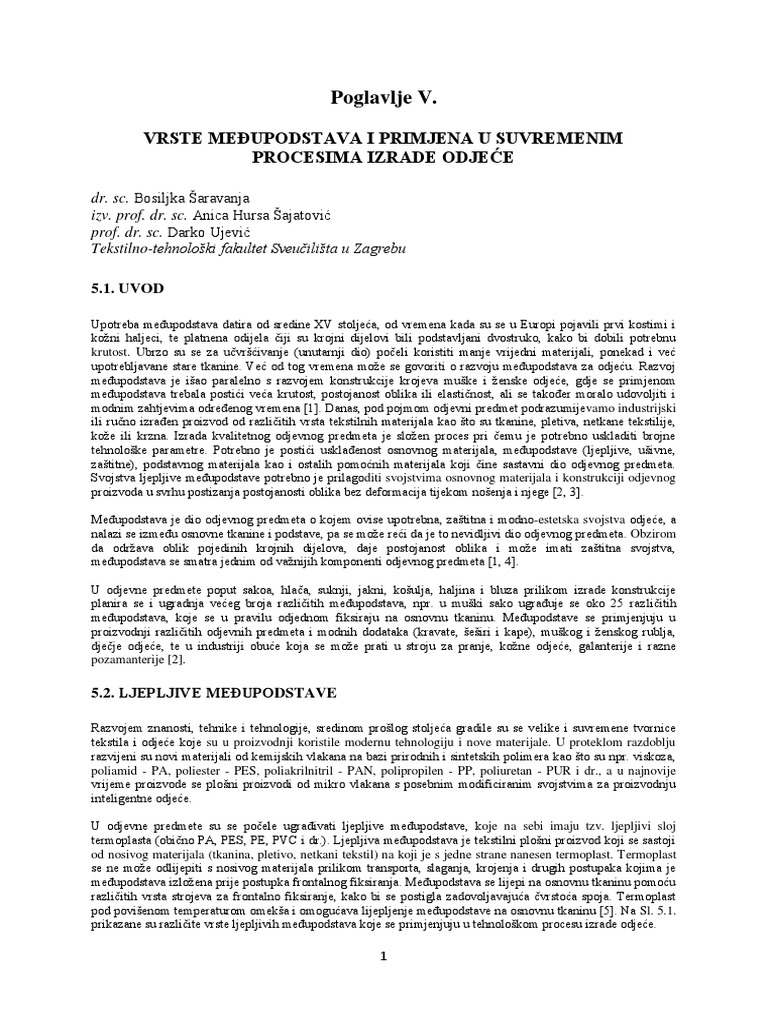 Vrste Medjupodstava I Primjena U Suvremenim Procesima Izrade Odjece | PDF