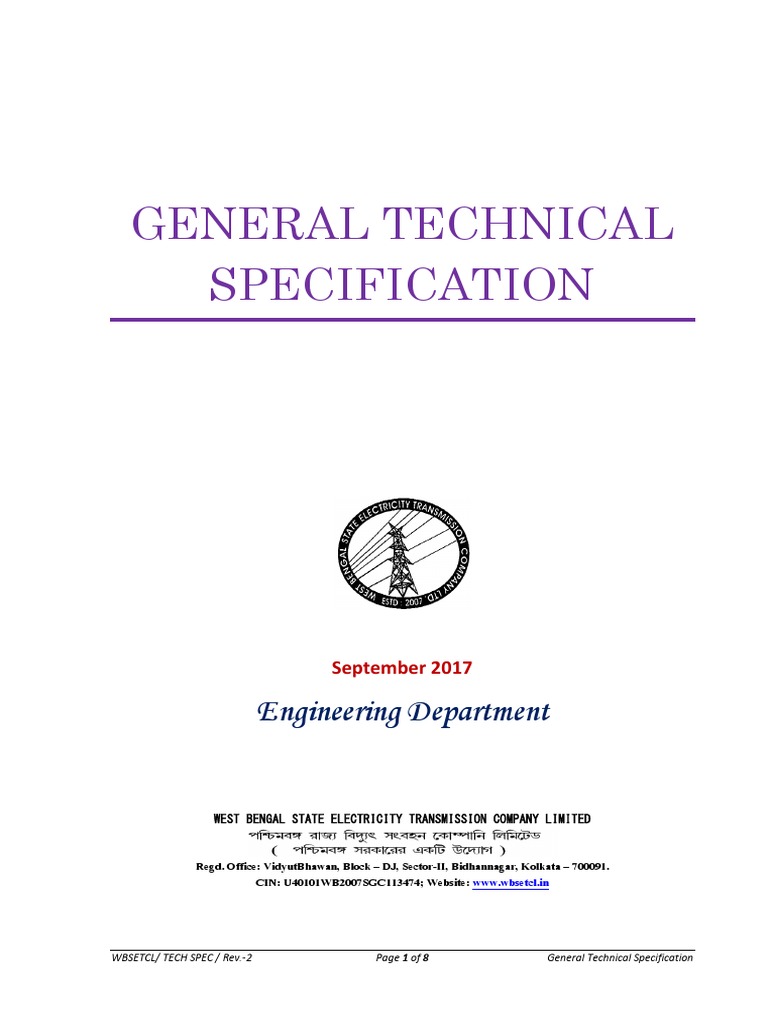 GENERAL TECHNICAL SPECIFICATION - Rev 2 | PDF | Electrical Substation | Specification (Technical ...