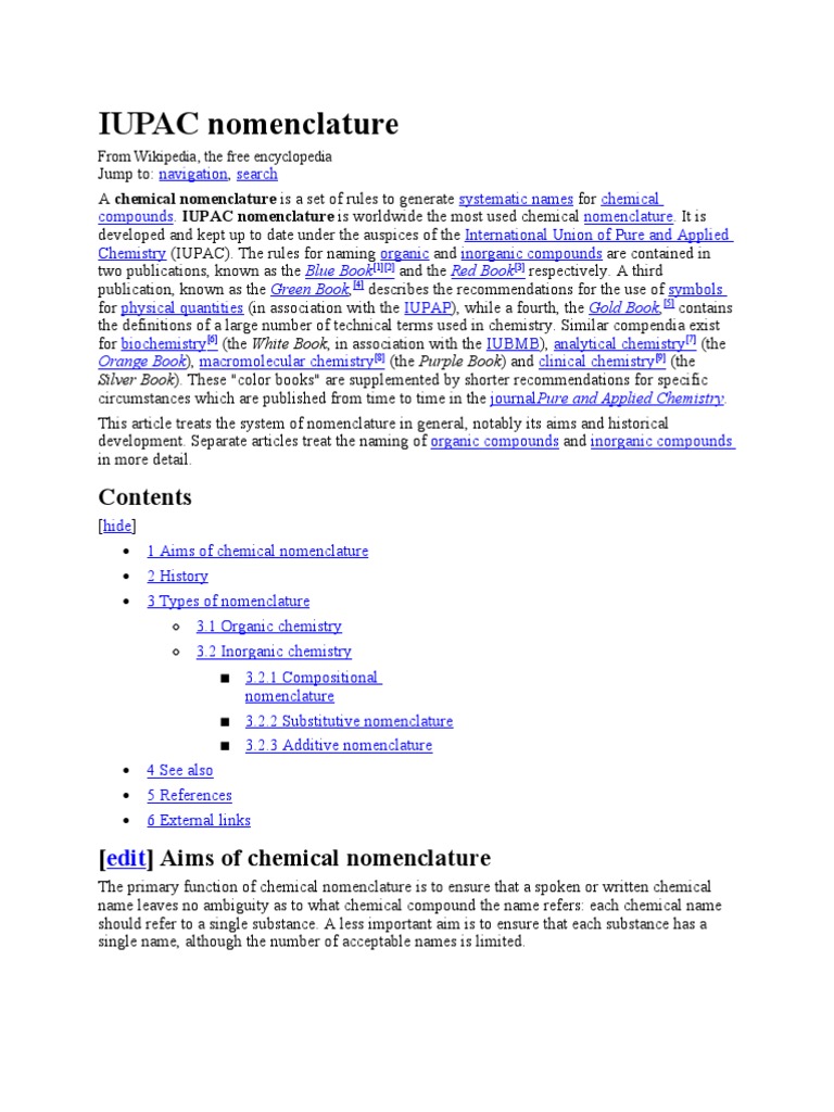 IUPAC Nomenclature: Blue Book Red Book Green Book Gold Book | PDF ...