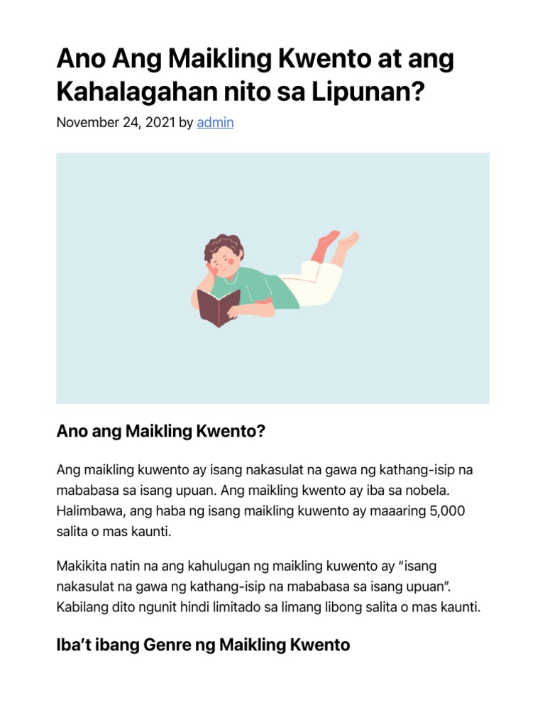 Ano Ang Maikling Kwento at Ang Kahalagahan Nito Sa Lipunan? - Bugtong | PDF