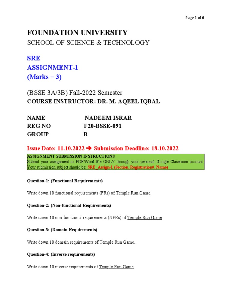 Temple Run Functional Non Functional Domain Req | PDF | Mobile Software | Software Development