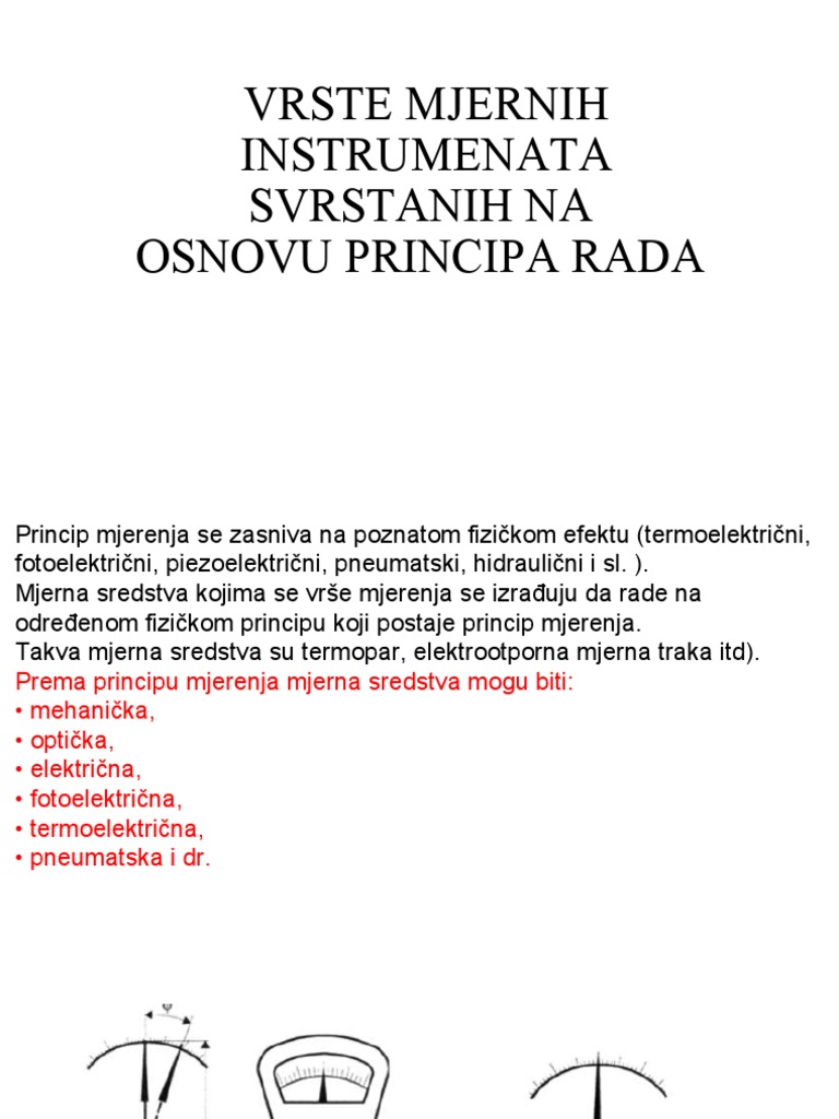 6.vrste Mjernih Instrumenata Svrstanih Na | PDF