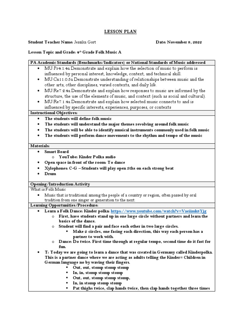 STP Lesson Plan | PDF | Dances | Lesson Plan
