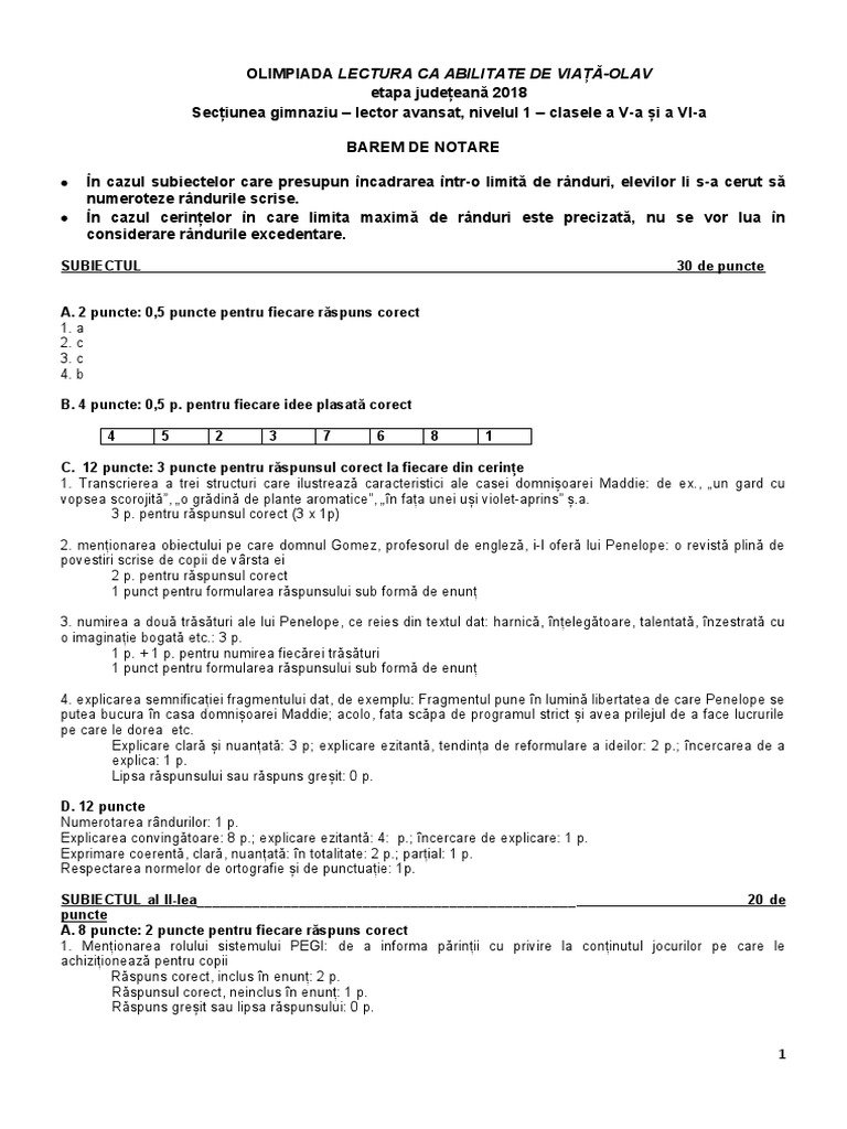 2 OLAV - Barem - n1 | PDF