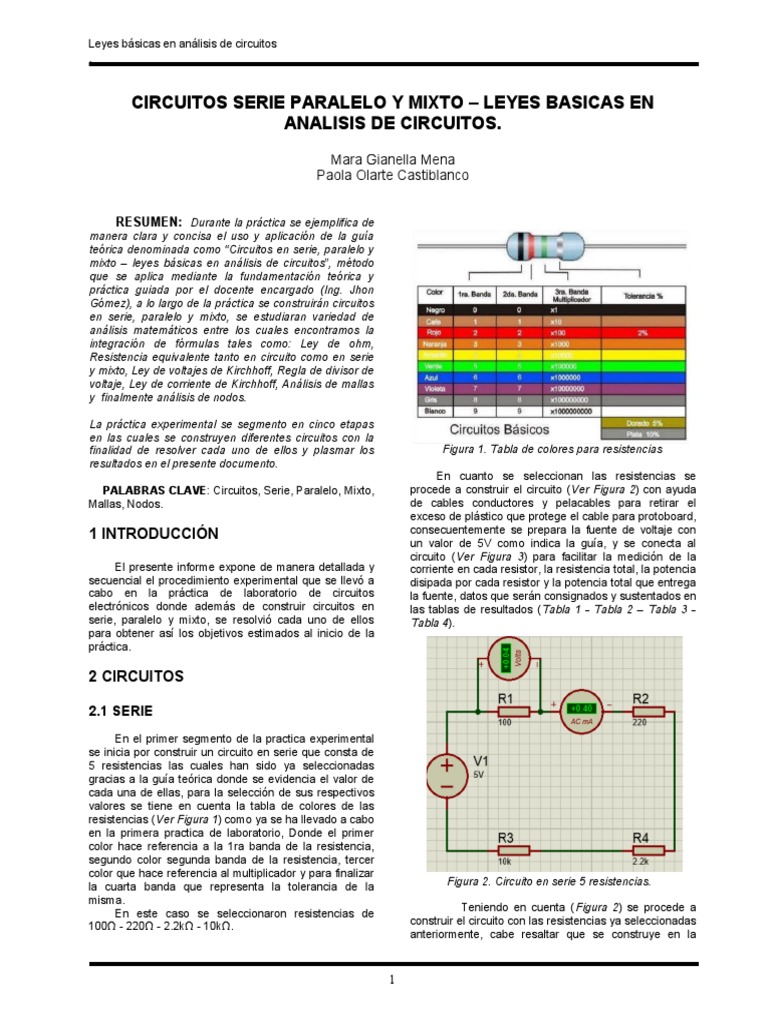 Informe 2 - Leyes Basicas Analisis de Circuitos | PDF | Resistencia Eléctrica y Conductancia ...