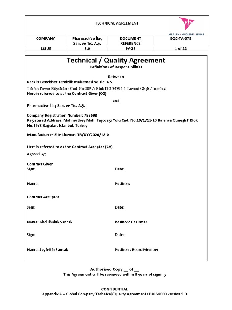 Defining Quality Responsibilities: A Technical Agreement Between ...