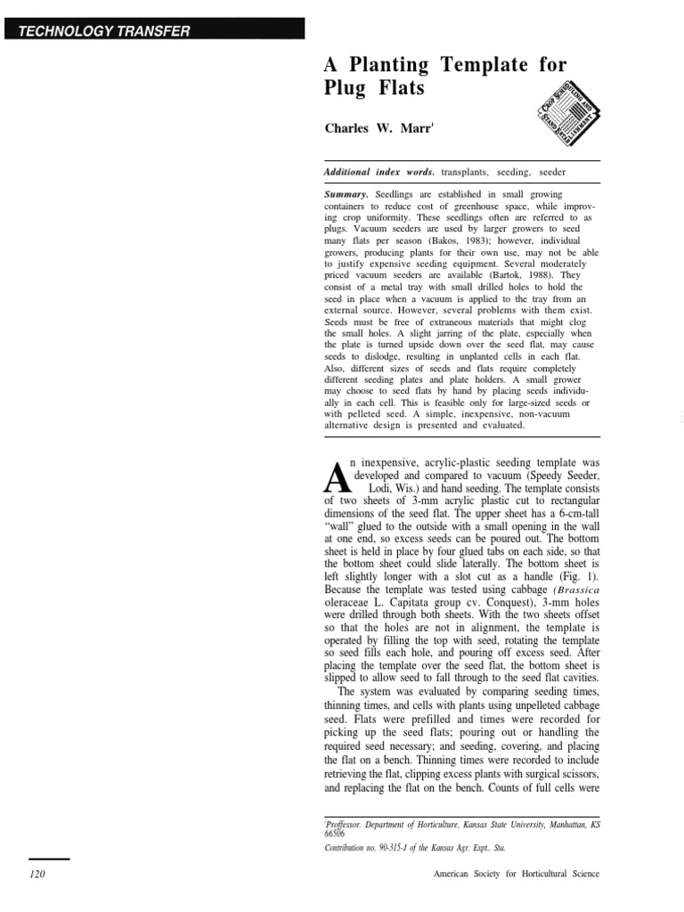 A Planting Template For Plug Flats | PDF | Seed | Cabbage