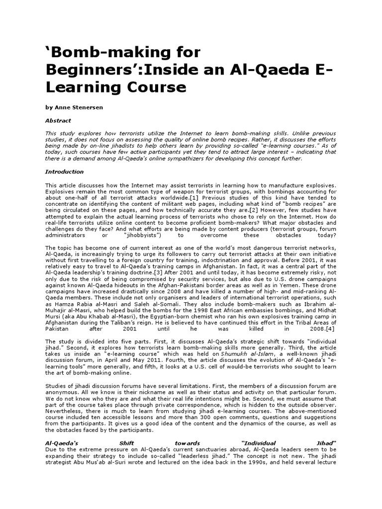 Bomb-Making For Beginners':Inside An Al-Qaeda E-Learning Course | PDF ...