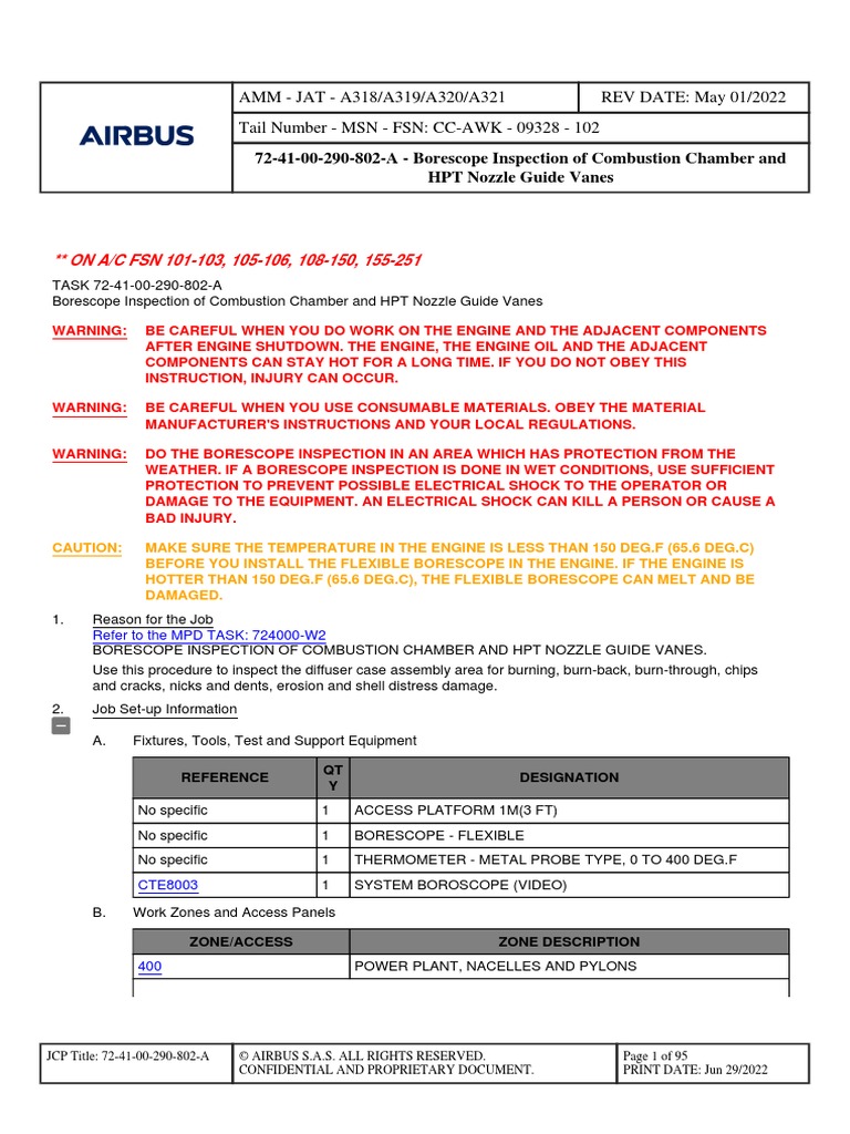 72-41-00-290-802-A - Borescope Inspection of Combustion Chamber and HPT ...
