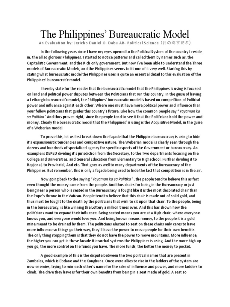 The Philippines' Bureaucratic Model | PDF | Bureaucracy