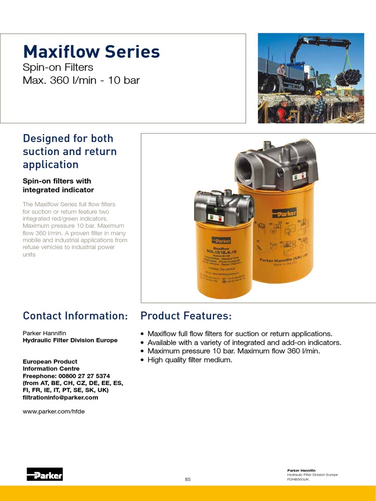 FILTROS Maxiflow - Series PARKER | PDF | Filtration | Chemistry