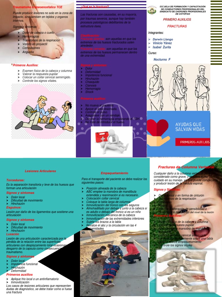 Primeros Auxilios TRIPTICO | PDF | Lesión | Primeros auxilios
