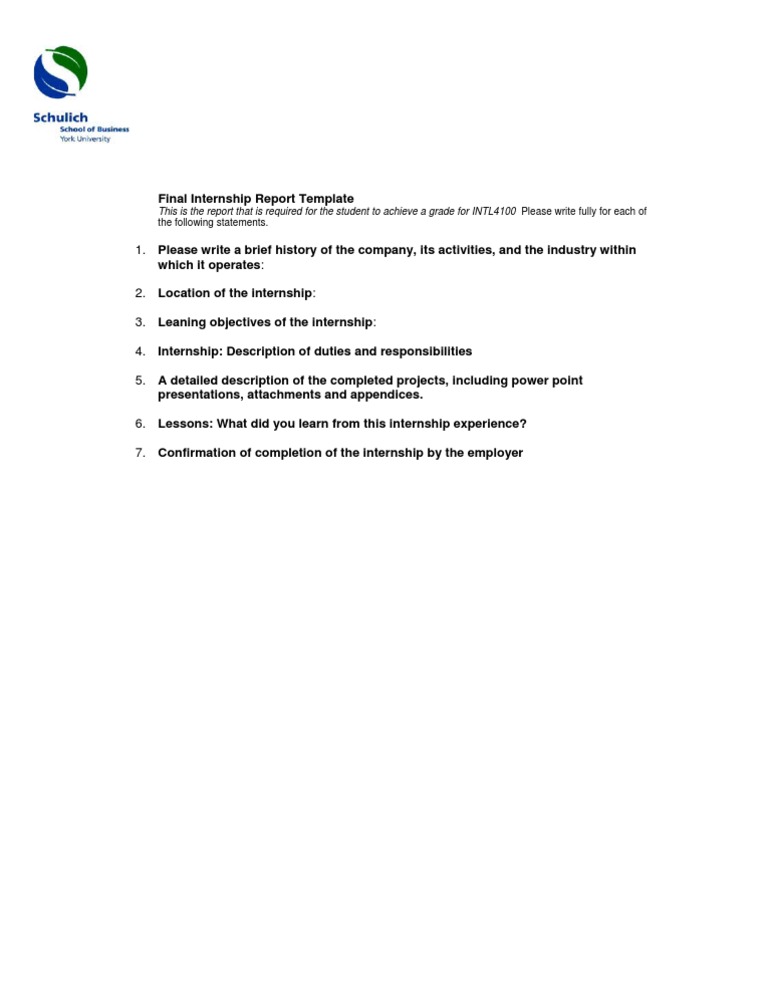 Final Internship Report Guide | PDF | Business