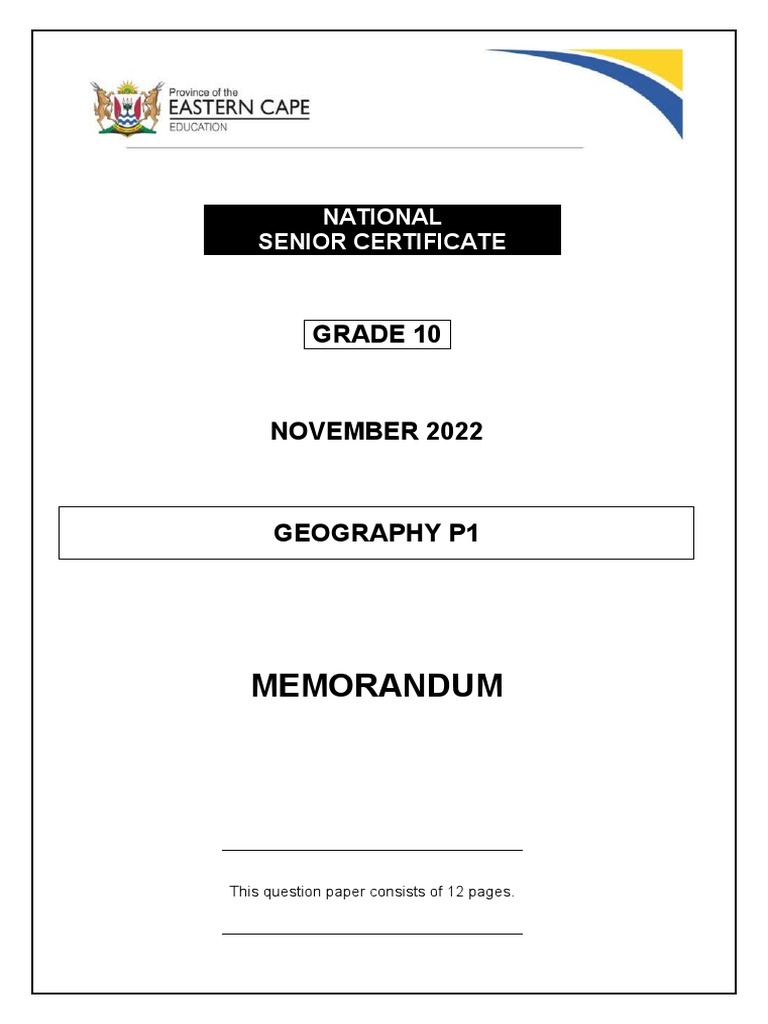 Geography P1 Memo GR10 Eng Nov 2022 | PDF | Plate Tectonics | Rain Geography P1 Memo GR10 Eng Nov 2022 | PDF | Plate Tectonics | Rain