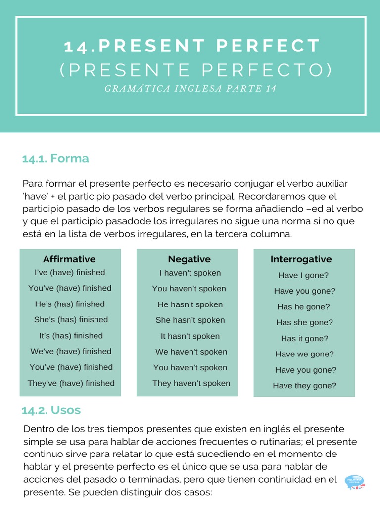 English Grammar Present Perfect | PDF | Verbo | Lingüística