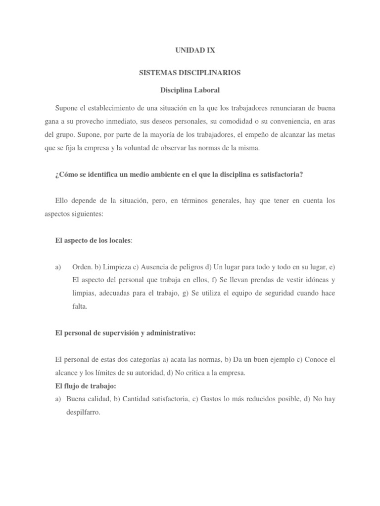 Disciplina laboral y procedimientos disciplinarios: normas ...