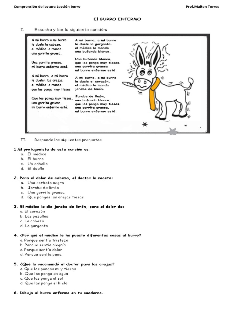 Comprensión Lección Burro | PDF