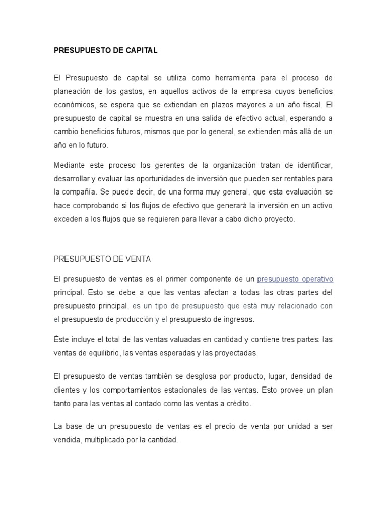 Presupuesto de Capital | Descargar gratis PDF | Presupuesto | Business