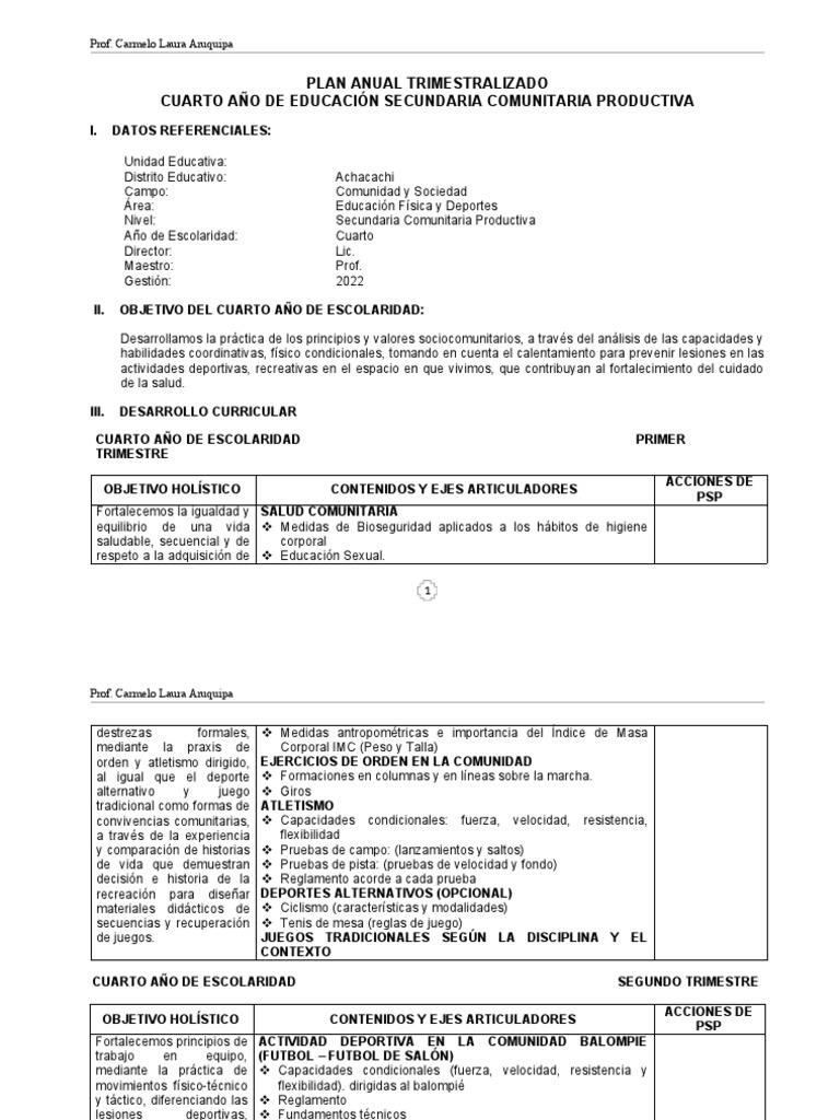 Pat 4º e Fis Dep Secundaria | PDF | Asociación de Futbol | Gimnasia