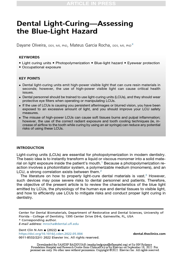 Dental Light Curing | PDF | Retina | Laser