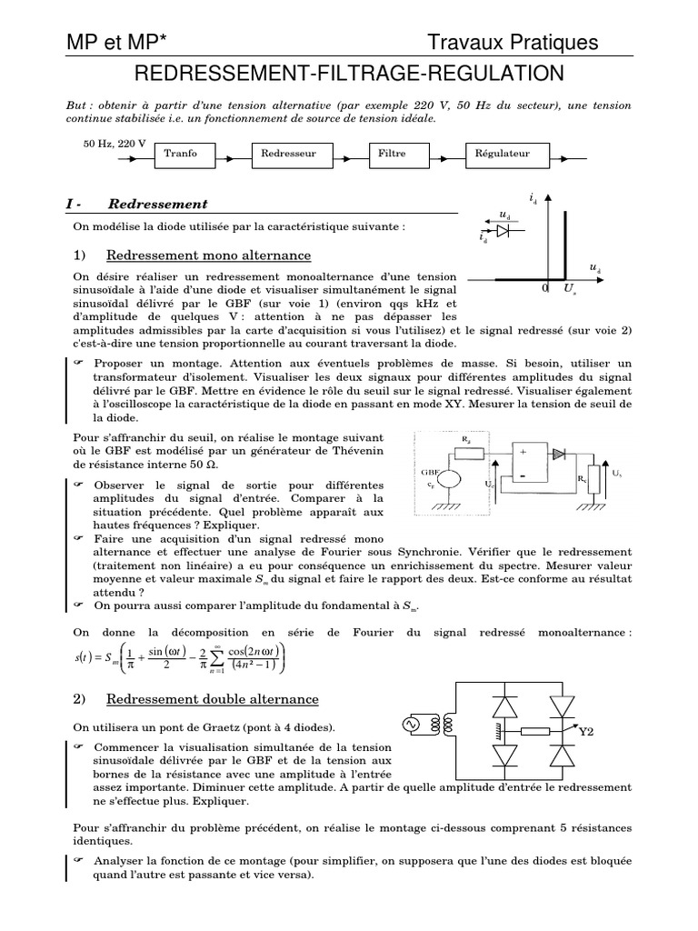 Redressement et Filtrage de Tension | PDF | Redresseur | Diode