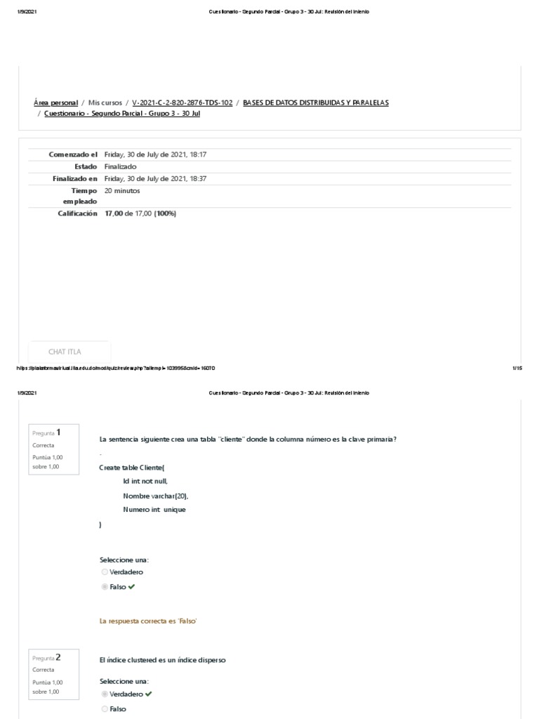 Cuestionario Segundo Parcial Grupo 3 30 Jul Revisi N Del Intento PDF | PDF | Cuestionario ...