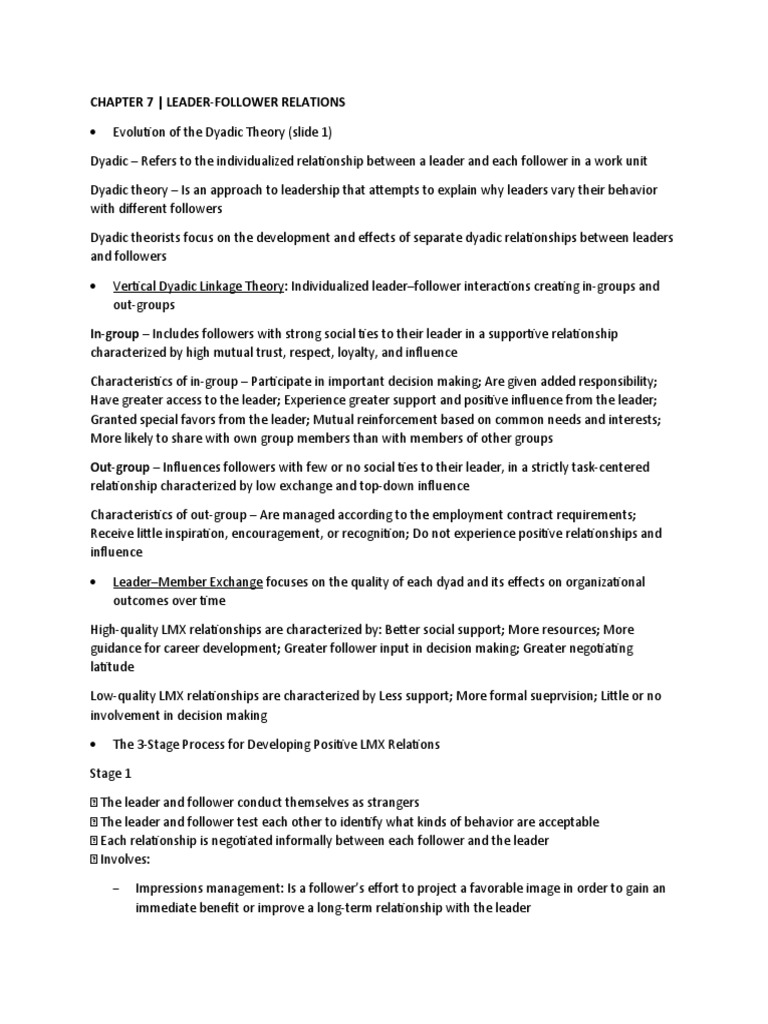 Dyadic Theory | PDF | Leadership | Transformational Leadership