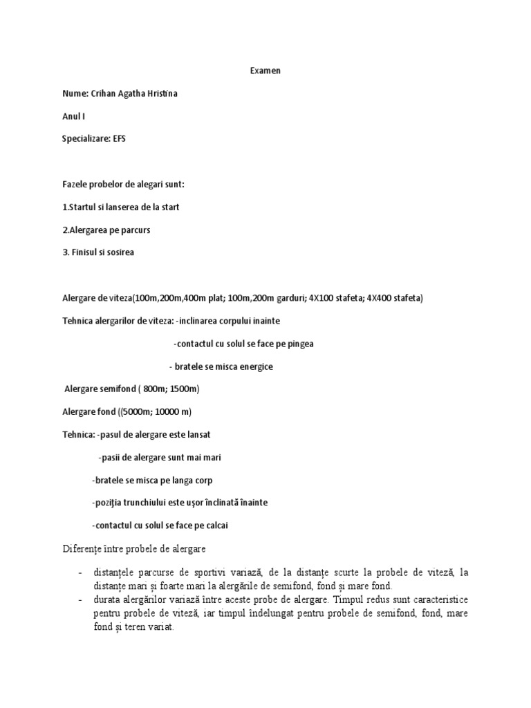 Examen Atletism | PDF