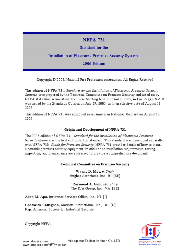 Nfpa 731 2006 | PDF | Security Alarm | Electrical Wiring