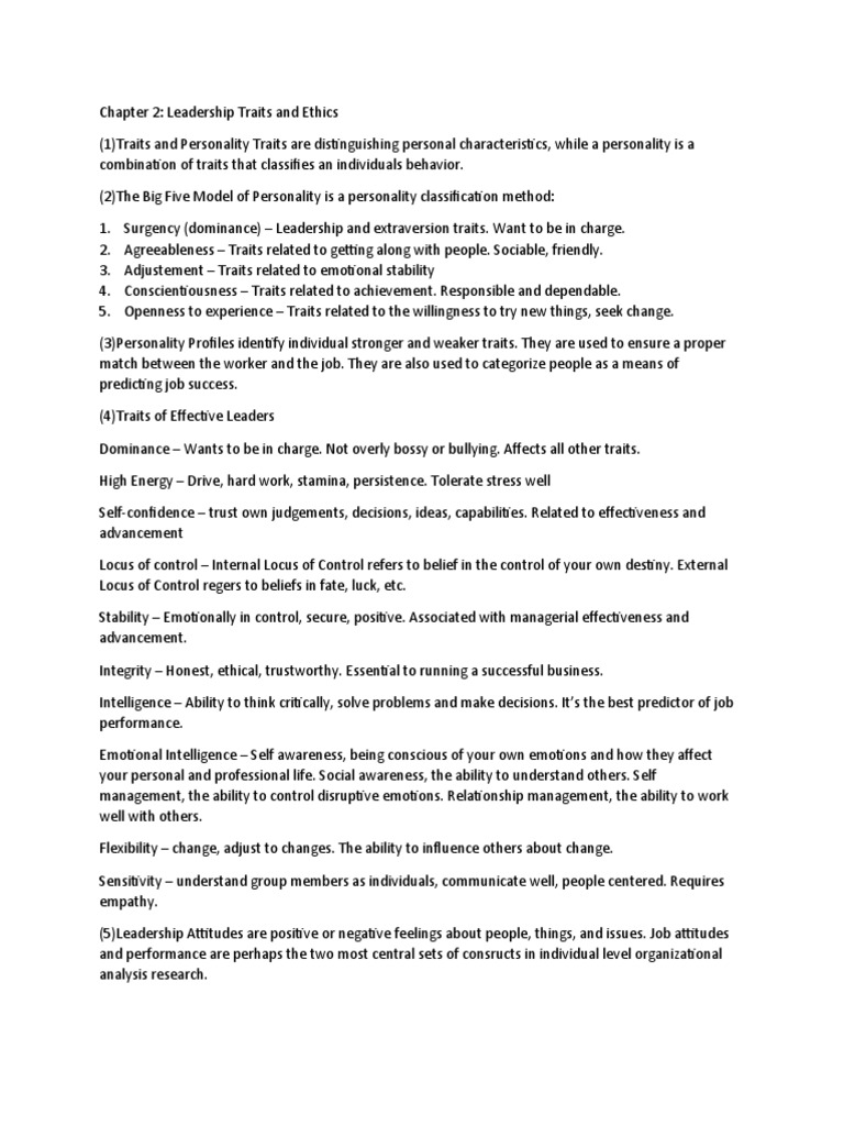 Ethical Leadership Traits Explained | PDF | Leadership | Motivational
