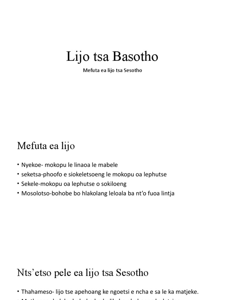 Lijo Tsa Basotho | PDF