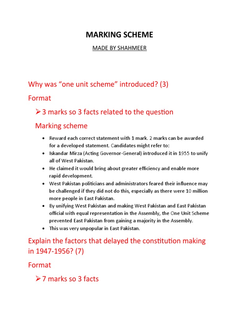 Marking Scheme | PDF | Pakistan | Economies