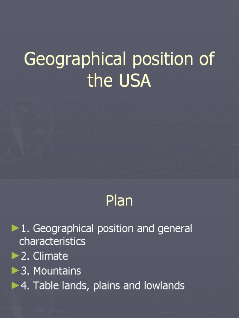 Geographical Position of The Usa | PDF | Mountains | Pacific Ocean