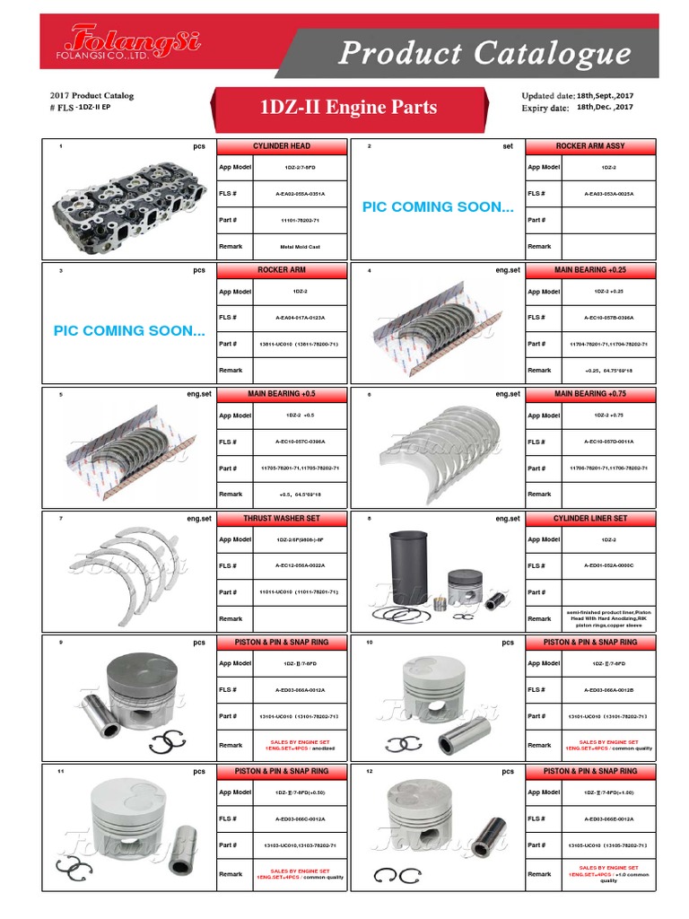 1DZ-II Engine Parts | PDF | Piston | Cylinder (Engine)