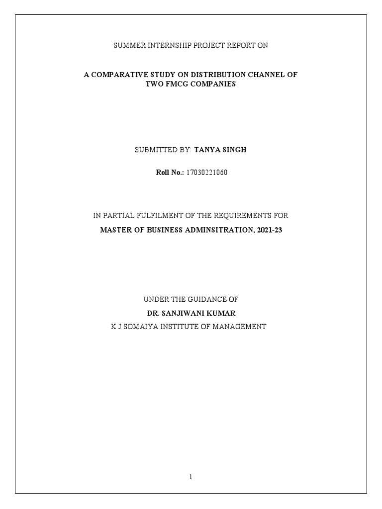 Summer Internship Project Report On | PDF | Supply Chain | Retail