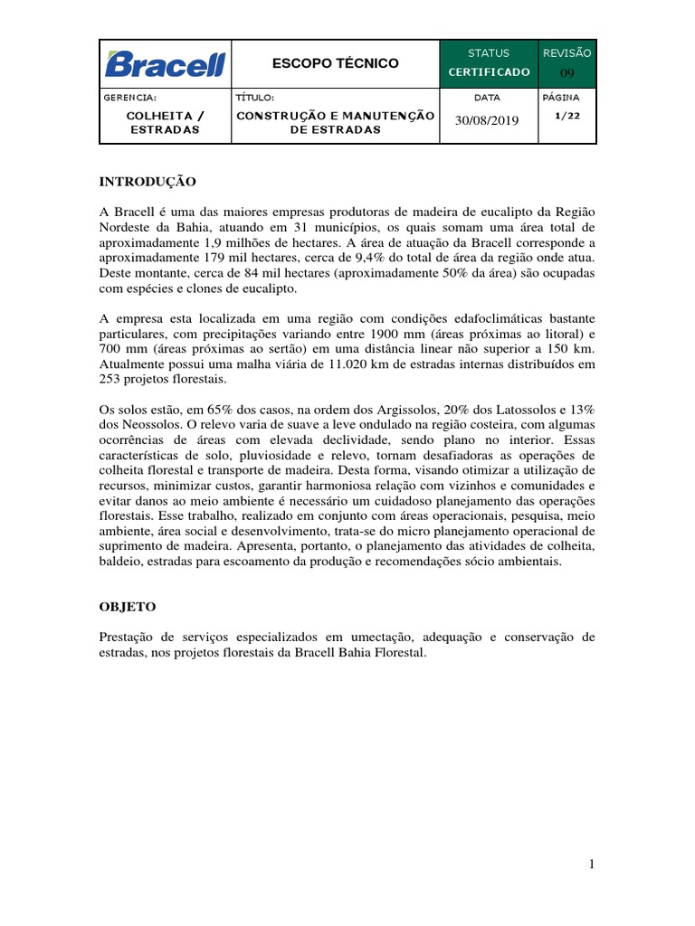 Anexo Geral - 02 - Escopo Técnico - 2 | PDF | Solo | Trator