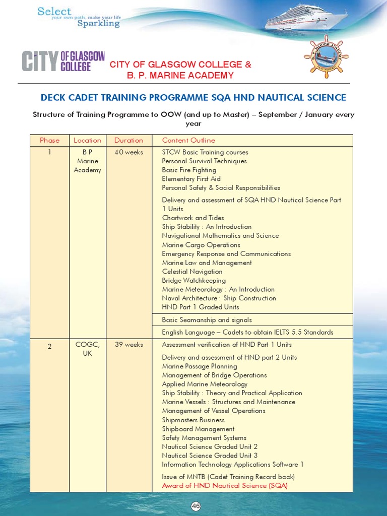HND Nautical Science Training Overview | PDF | Shipping | Water Transport
