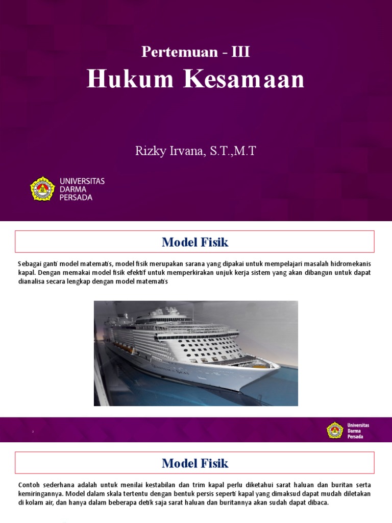 Model Fisik dan Hukum Kesamaan Kapal | PDF | Sains & Matematika