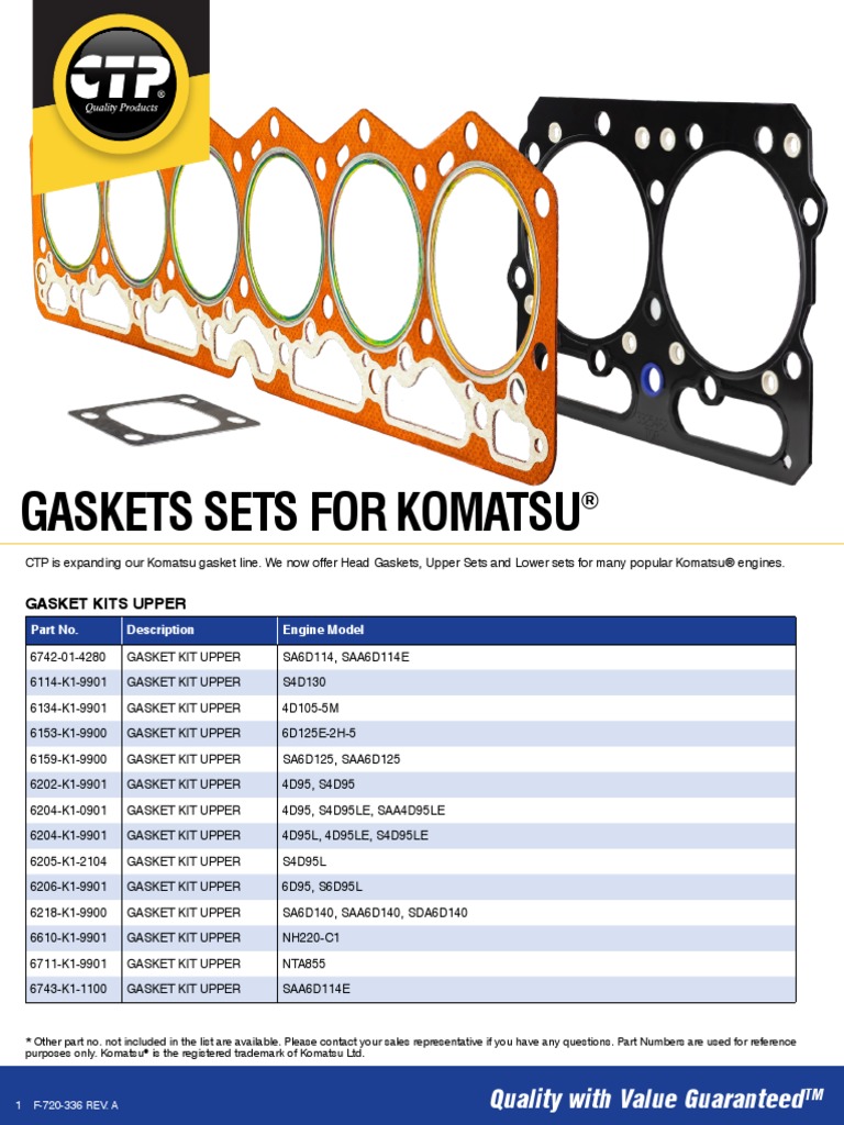 Gaskets Sets For Komatsu: Quality With Value Guaranteed | PDF ...