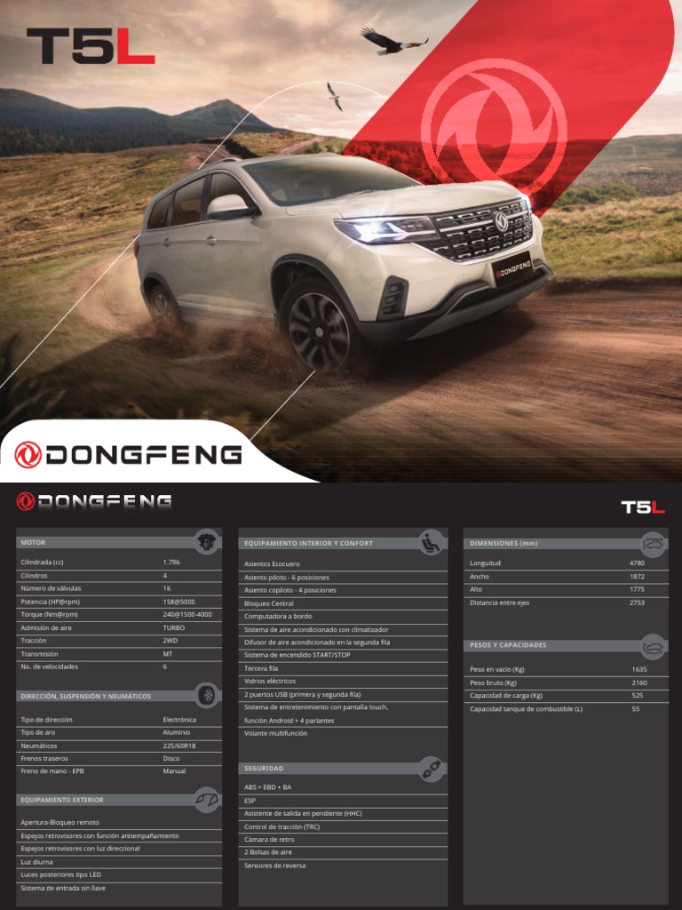 Ficha Técnica Suv T5L | PDF | Sistema de freno antibloqueo | Estilos de carrocería