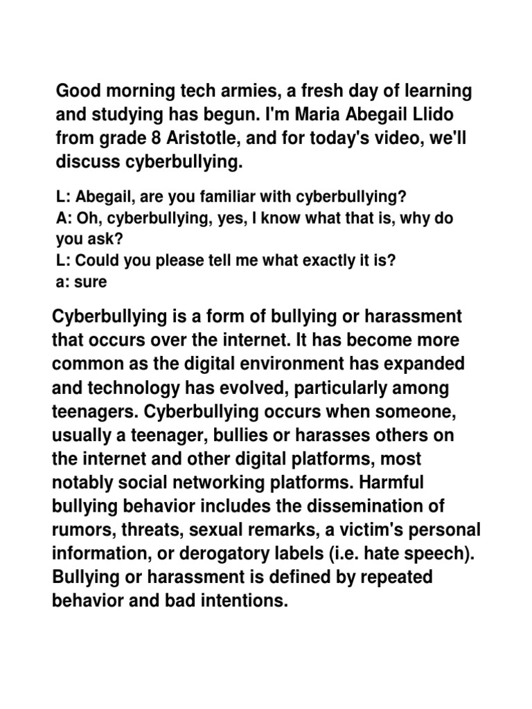 ict-script | PDF | Cyberbullying | Social Institutions