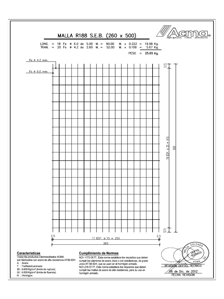 Acma Ficha Malla R-188 | PDF
