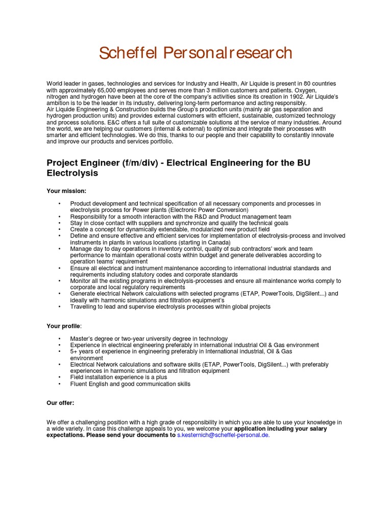 Project Engineer Electrical Engineering | Download Free PDF ...